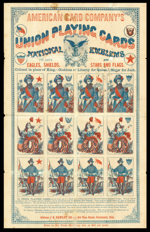 Advertisement for the American Card Company's Union Playing Cards ...