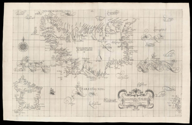 Dudley's chart of Iceland, the first map of the Island on Mercator's ...