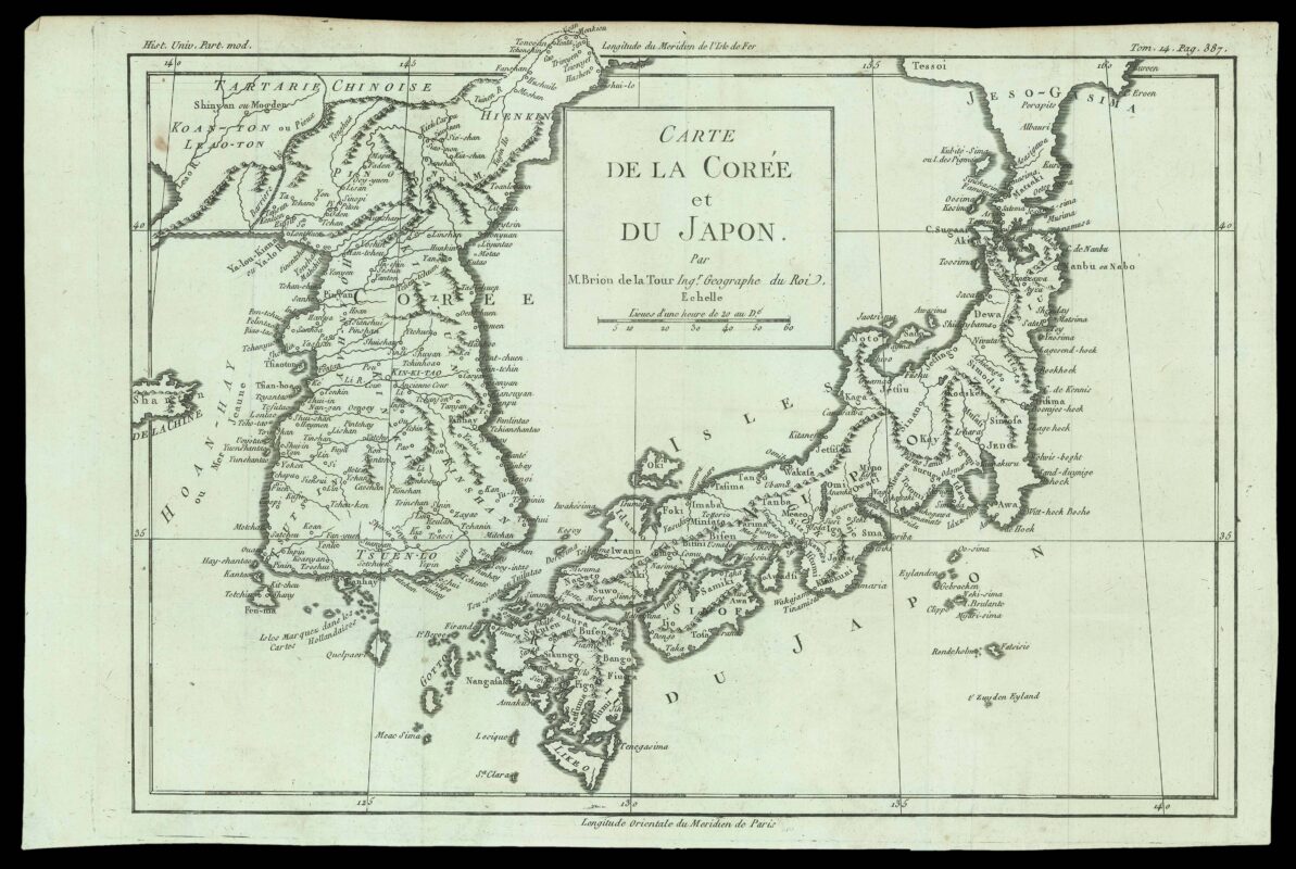 French map of Japan and Korea following the d'Anville map of 1732 ...