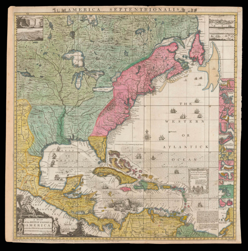 Key sheet to the first large scale printed map to show the 13 colonies ...