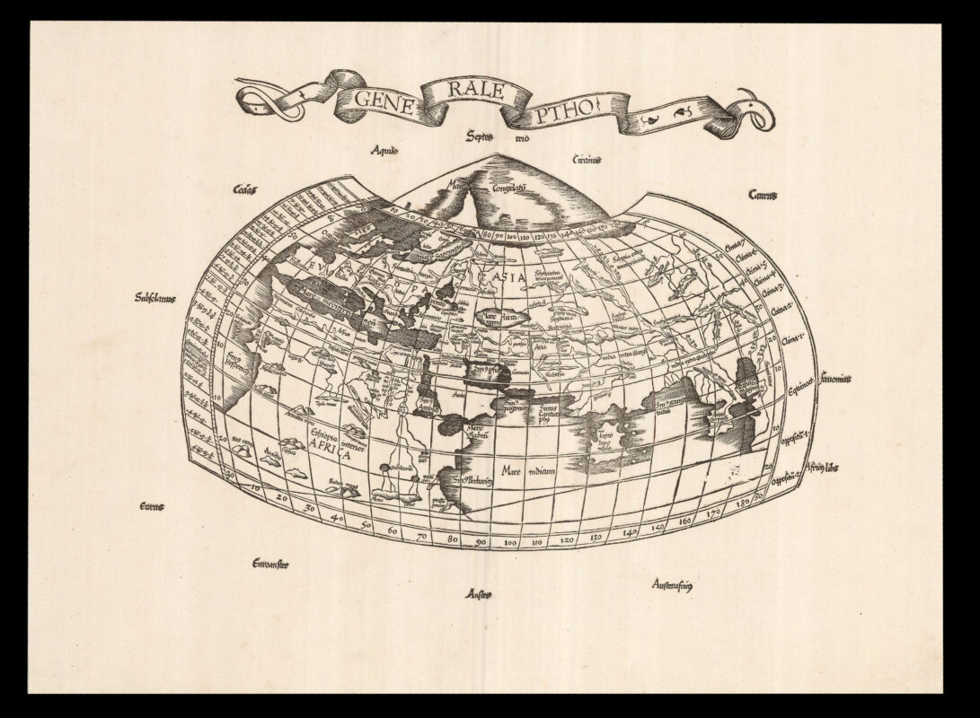 The ptolemaic world map from the first issue of Laurent Fries' 'Geographia' - Daniel Crouch Rare ...