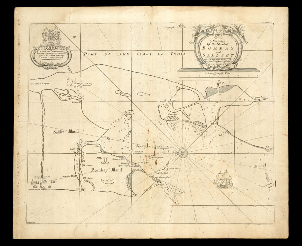 The first printed chart to show a recognisable Bombay - with a ...