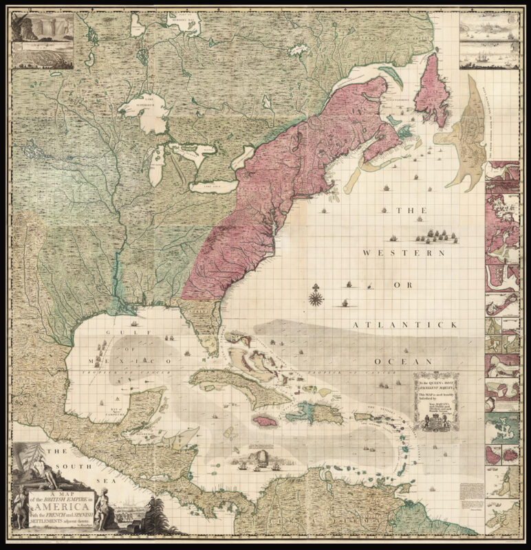 The first large scale printed map to show the thirteen colonies ...